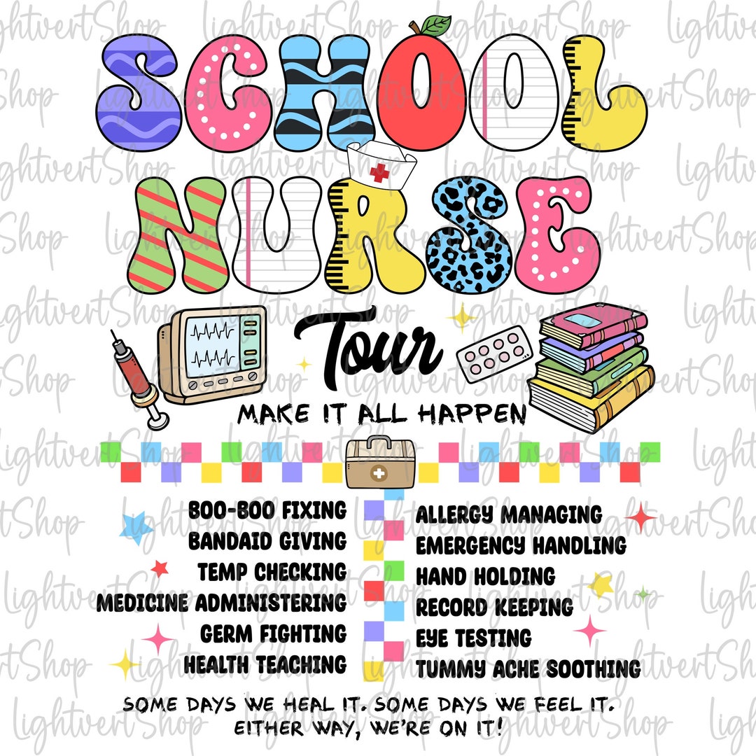 School Nurse Tour Png, Teacher Png, Back to School Png, Trendy Nurse ...