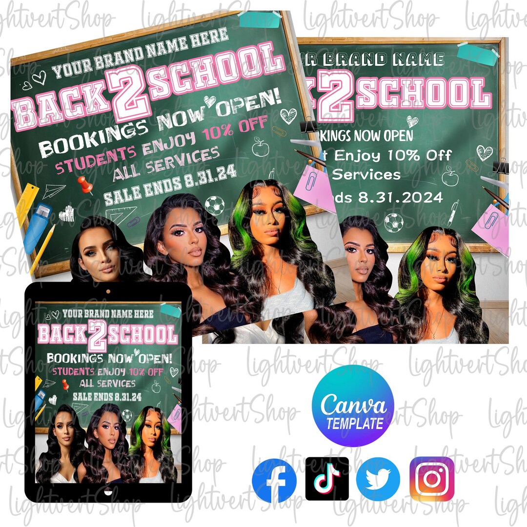 Back to School Braids Flyer, Back 2 School Hair Flyer, Wig Hair, Flyer ...