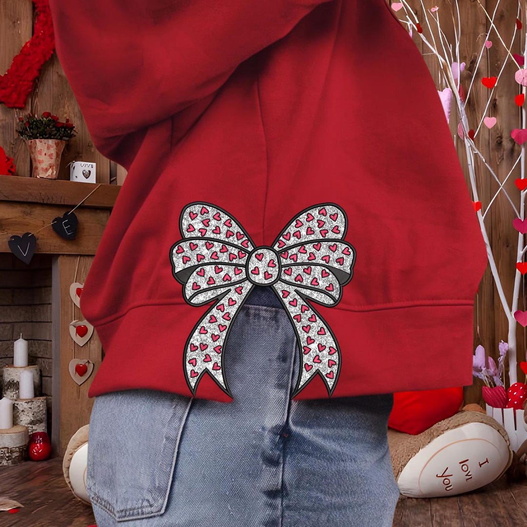 Happy Valentines Day, Cartoon Valentine Side Sweatshirt Applique Design ...