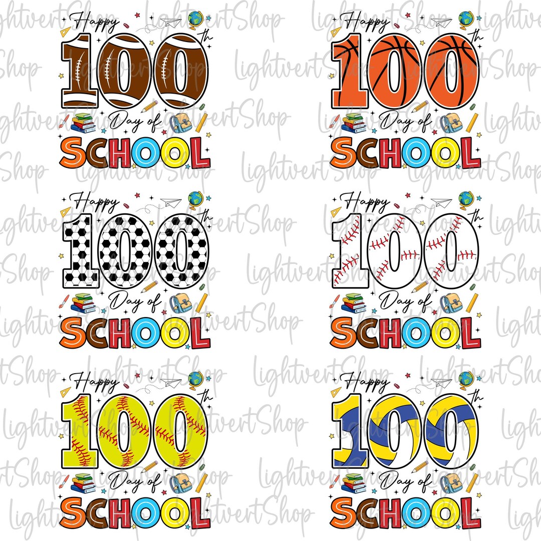Bundle Sport 100 Days of School Png, Soccer 100th Day Shirt Png, Boy ...