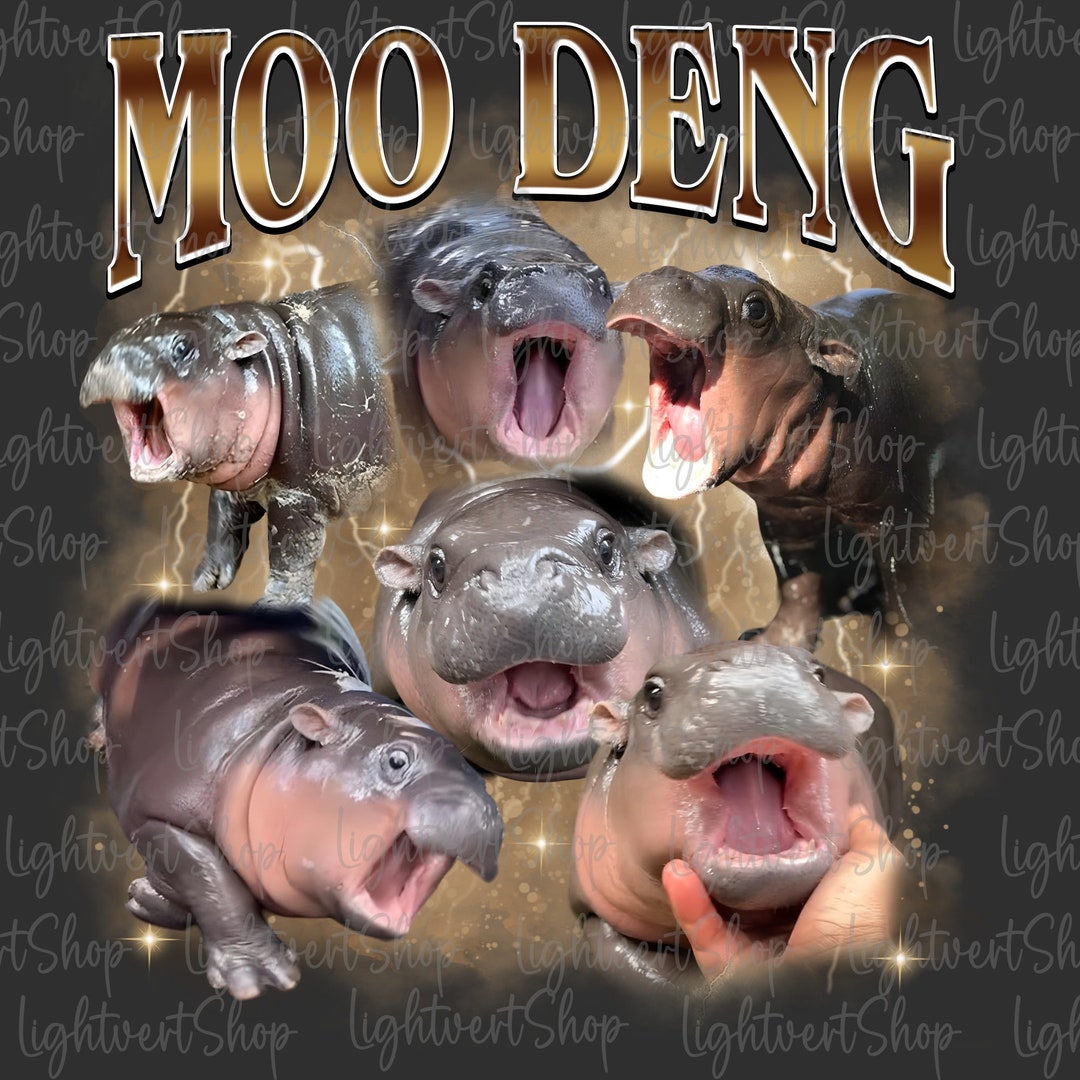 Moo Deng Meme Funny Png, Vintage I Love Moo Deng Bootleg Rap Png, Moo ...