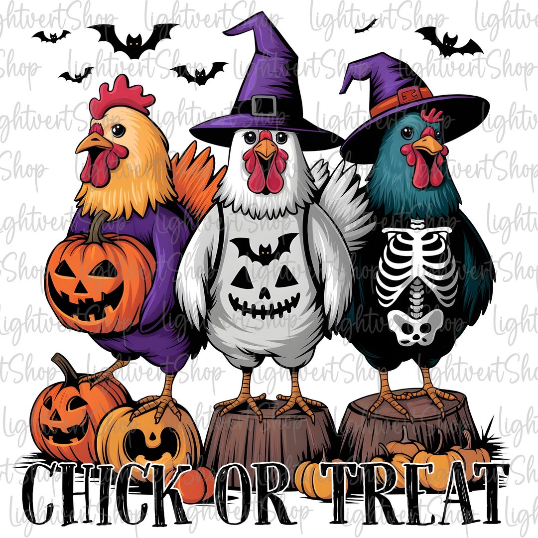 Chick or Treat Png, Spooky Chickens Png, Retro Halloween Png, Chickens ...