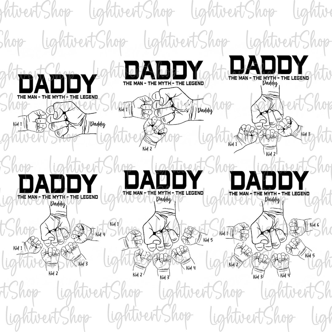 Custom Fist Bump Set Svg, Daddy the Man the Myth the Legend Svg, Father ...