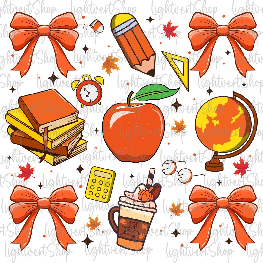 Teacher Coquette Bow Png, Teacher Fall Png, Back to School Coquette Png ...