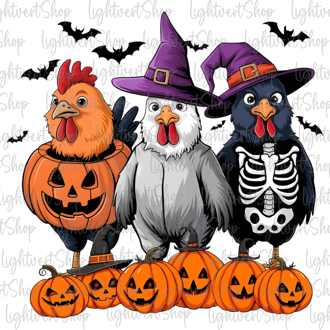 Chick or Treat Png, Spooky Chickens Png, Retro Halloween Png, Chickens ...