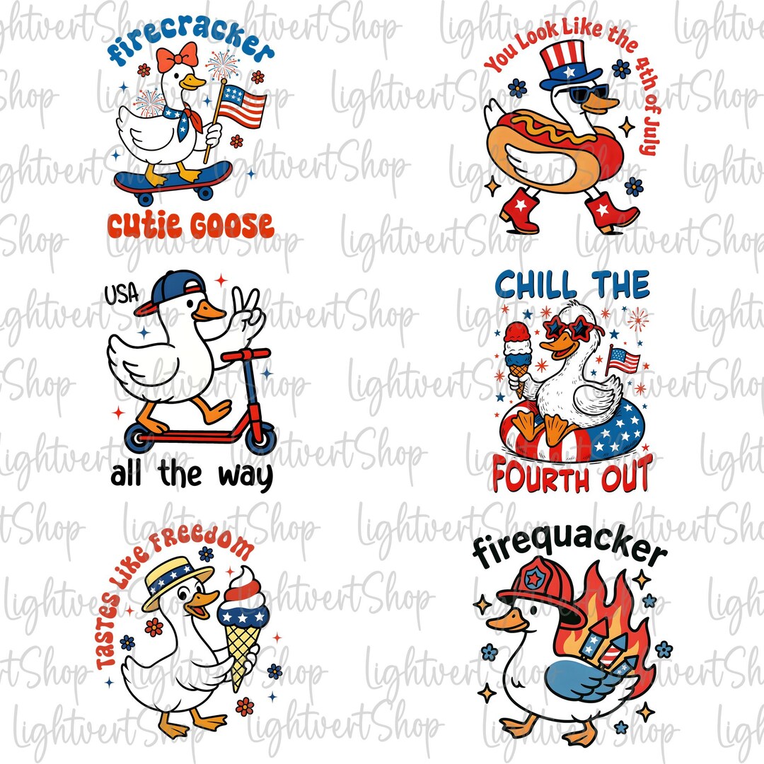 Firecracker Goose Png, Patriotic Goose PNG Bundle, Goose Hotdog Png ...