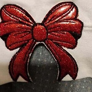 Side Bow Applique Sweatshirt Embroidery, Glitter Applique Bow Christmas ...