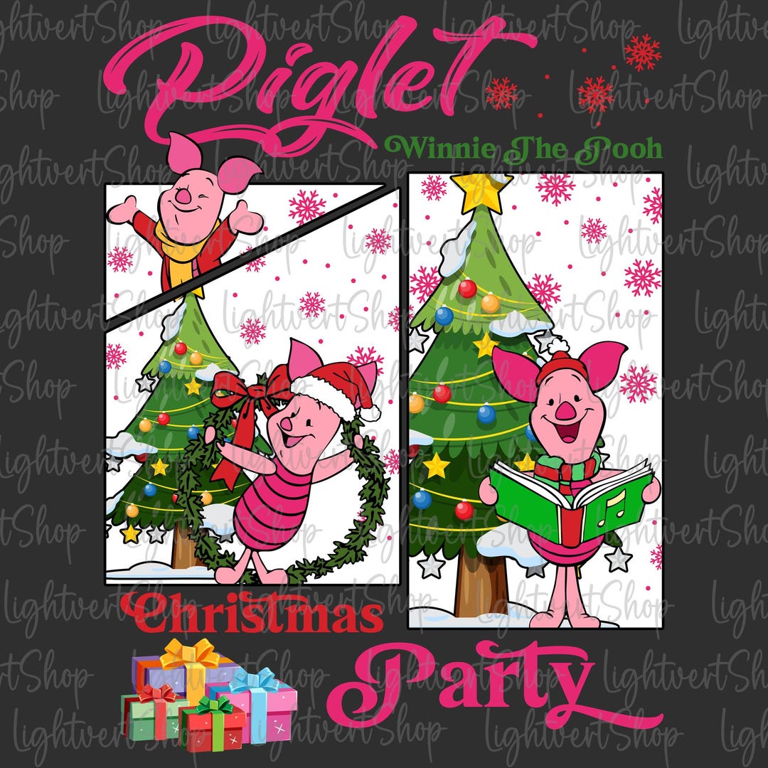 Funny Cartoon Squad Christmas Party 2025 PNG, Cute Santa Pig and Honey ...
