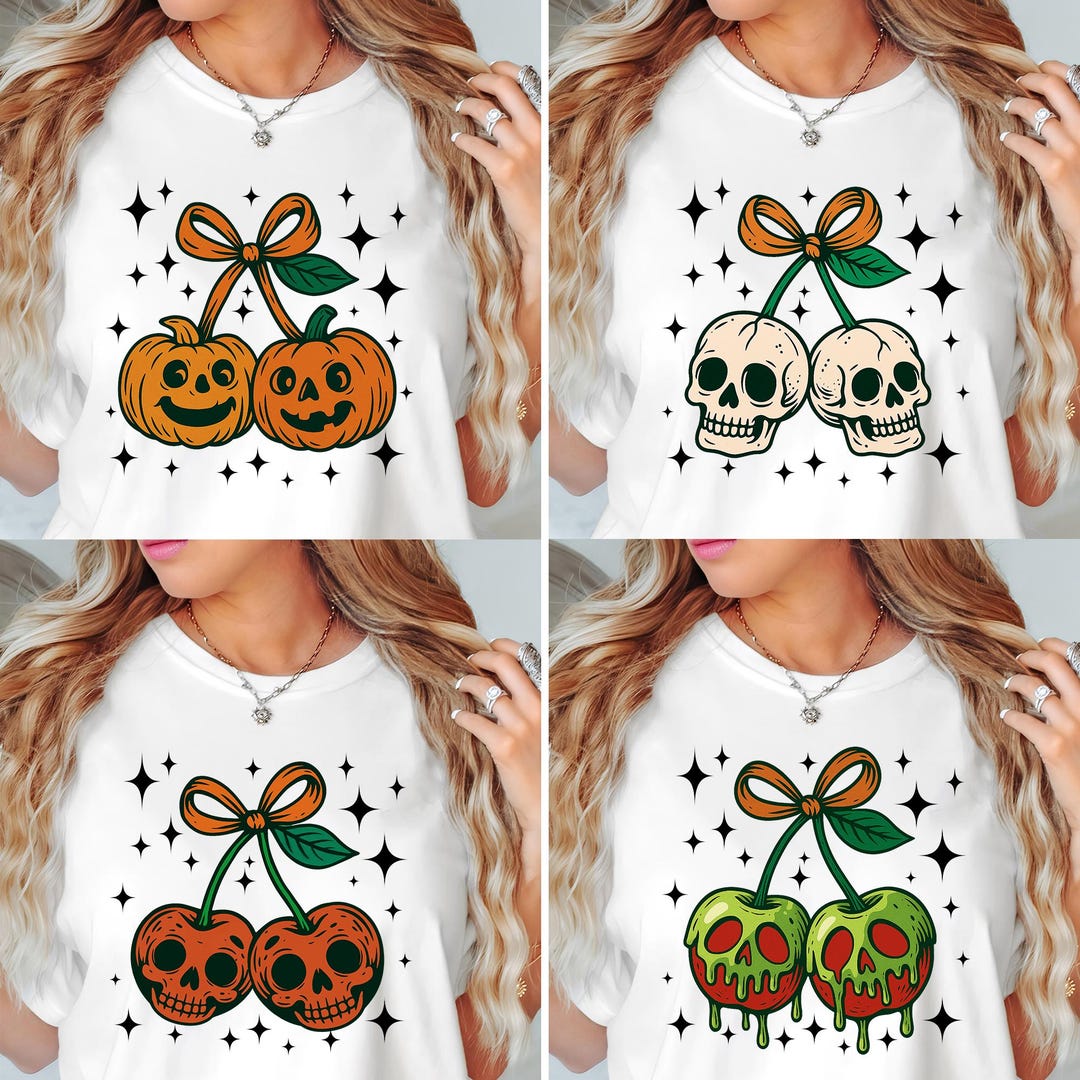 Halloween Cherries Png Bundle, Dripping Cherry Png, Skull Cherries Png ...