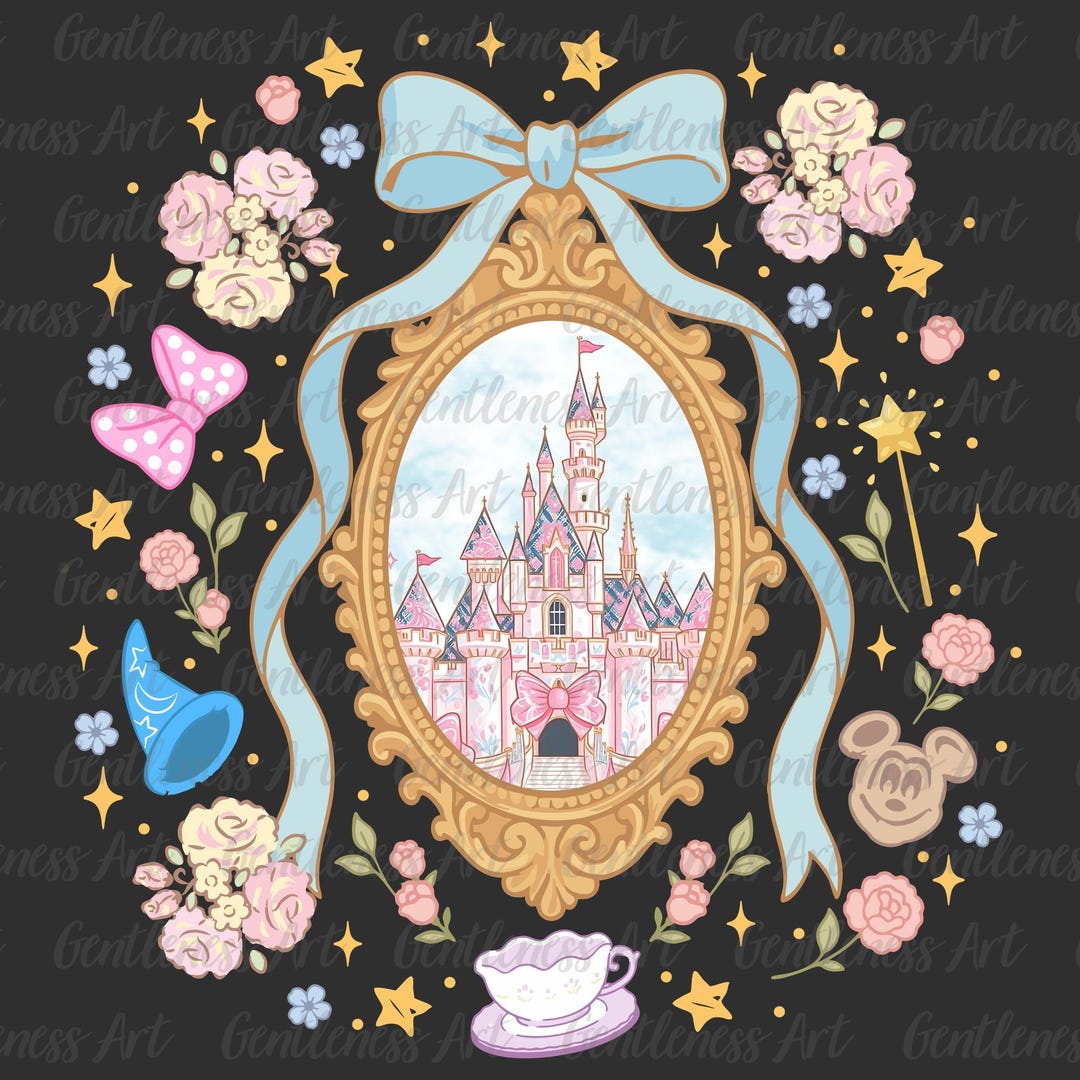 Castle Frame PNG, Coquette Bow Png, Magical Castle Ribbon Png, Family ...