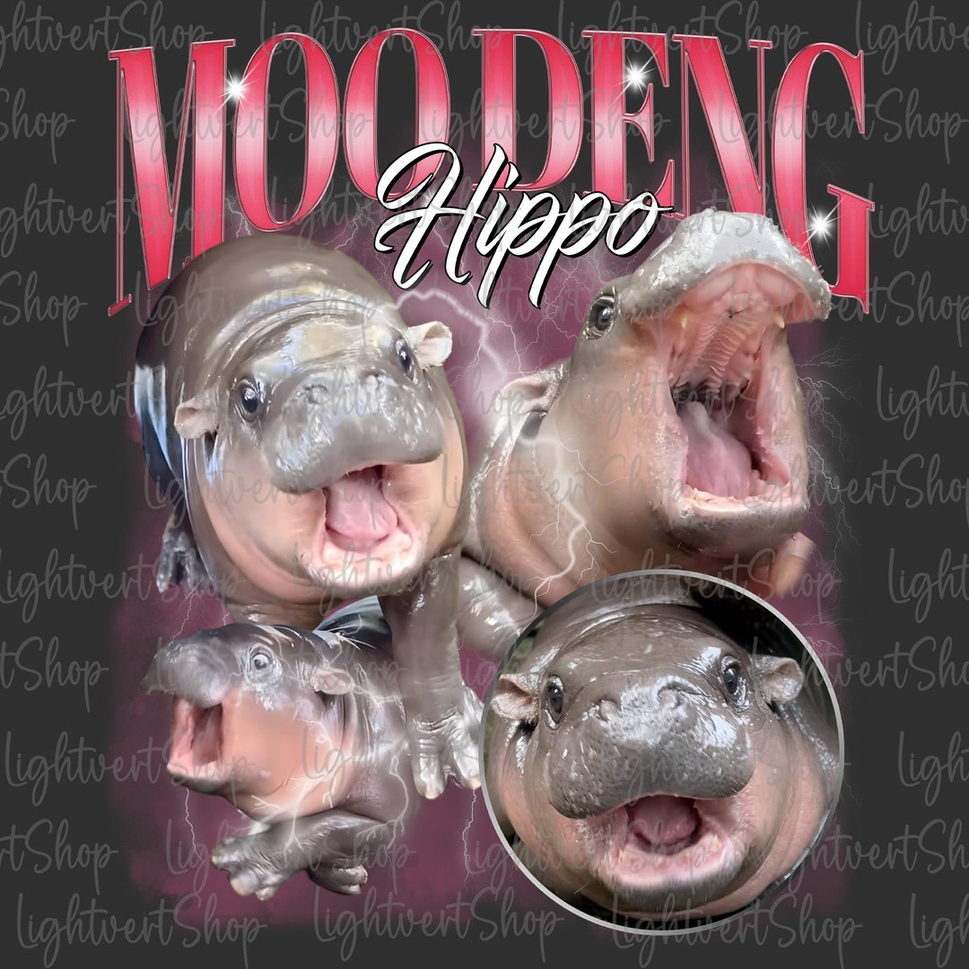 Moo Deng Meme Funny Png, Vintage I Love Moo Deng Bootleg Rap Png, Moo ...