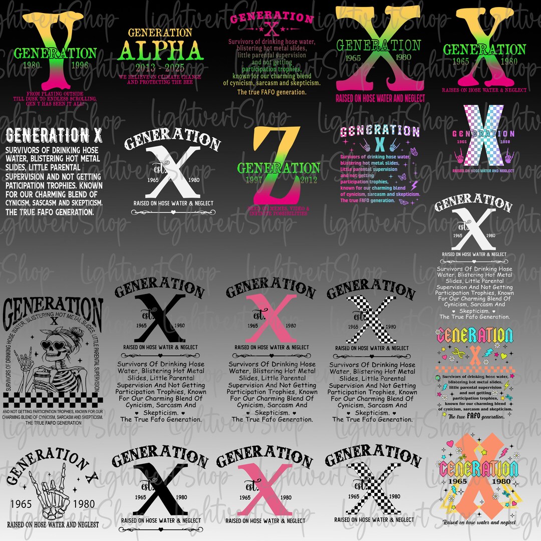 Neon Generation X Gen X Png Bundle, Raised on Hose Water and Neglect ...