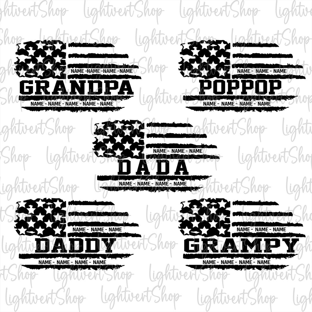 Personalized Papaw With Kids Names Svg, Grandpa American Svg, Father's ...