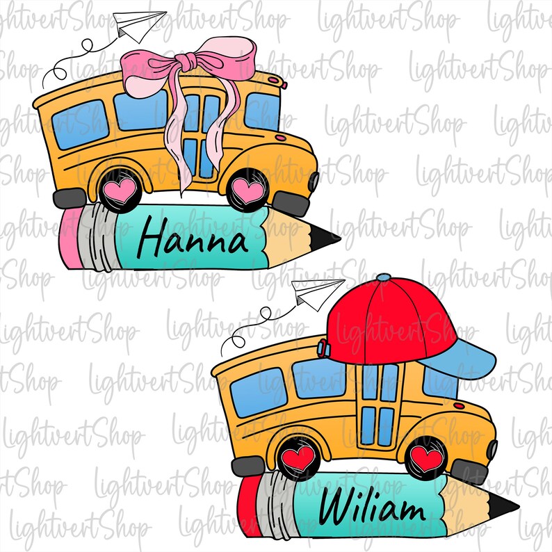 Bundle School Bus With Name Png, Back to School Png, First Day of ...