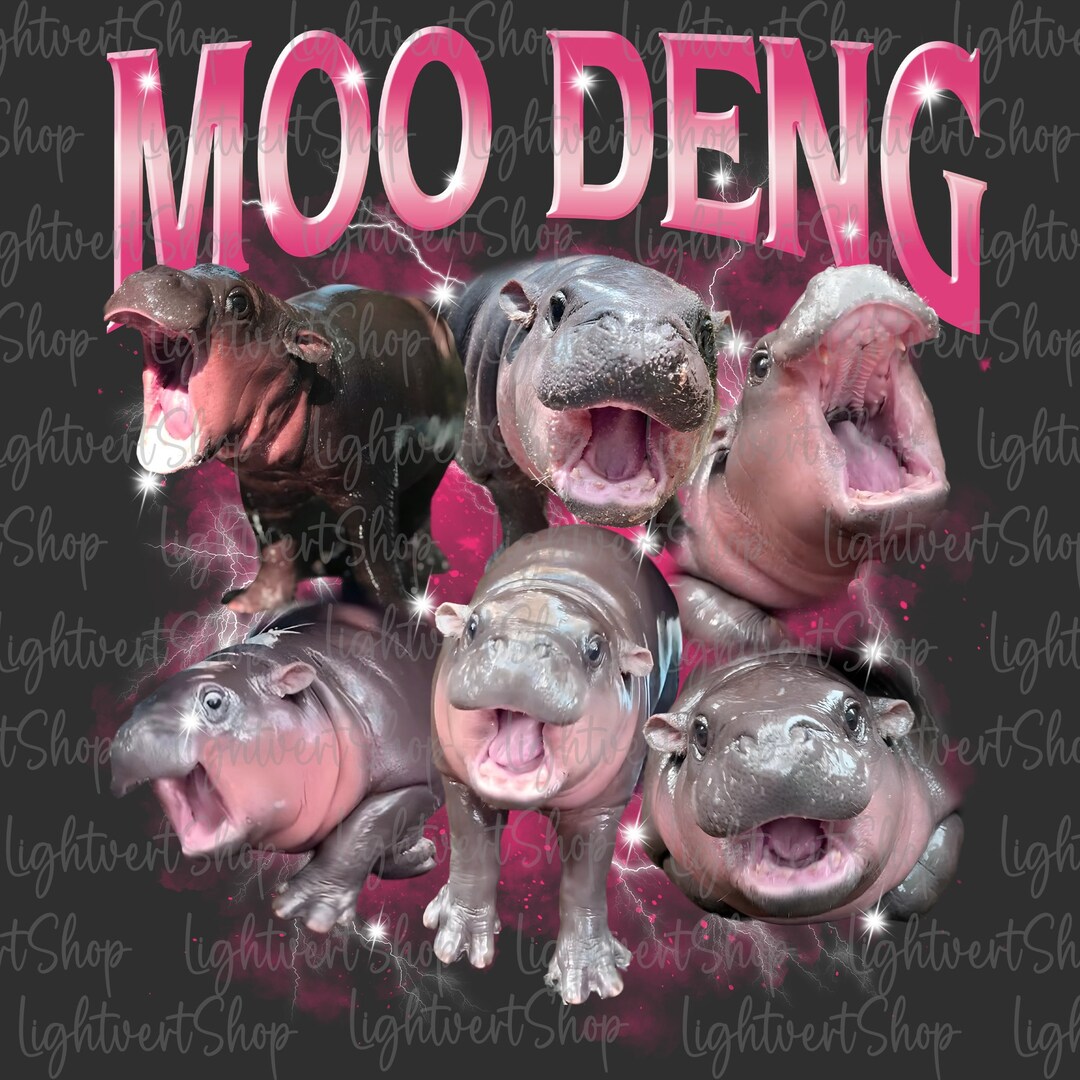 Moo Deng Meme Funny Png, Vintage I Love Moo Deng Bootleg Rap Png, Moo ...