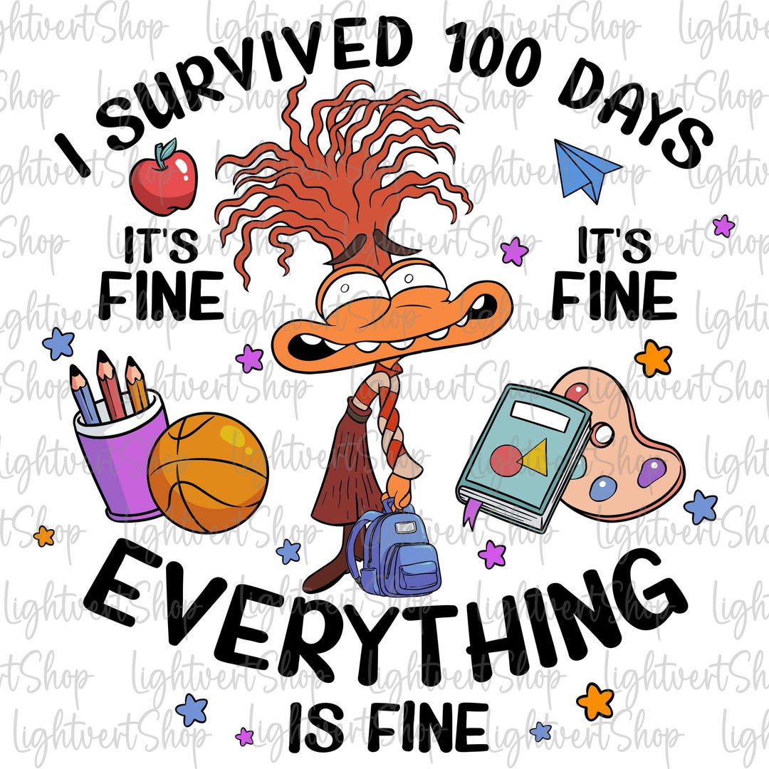 I Survived 100 Days of School Png, Cartoon School Png, 100 Days of ...