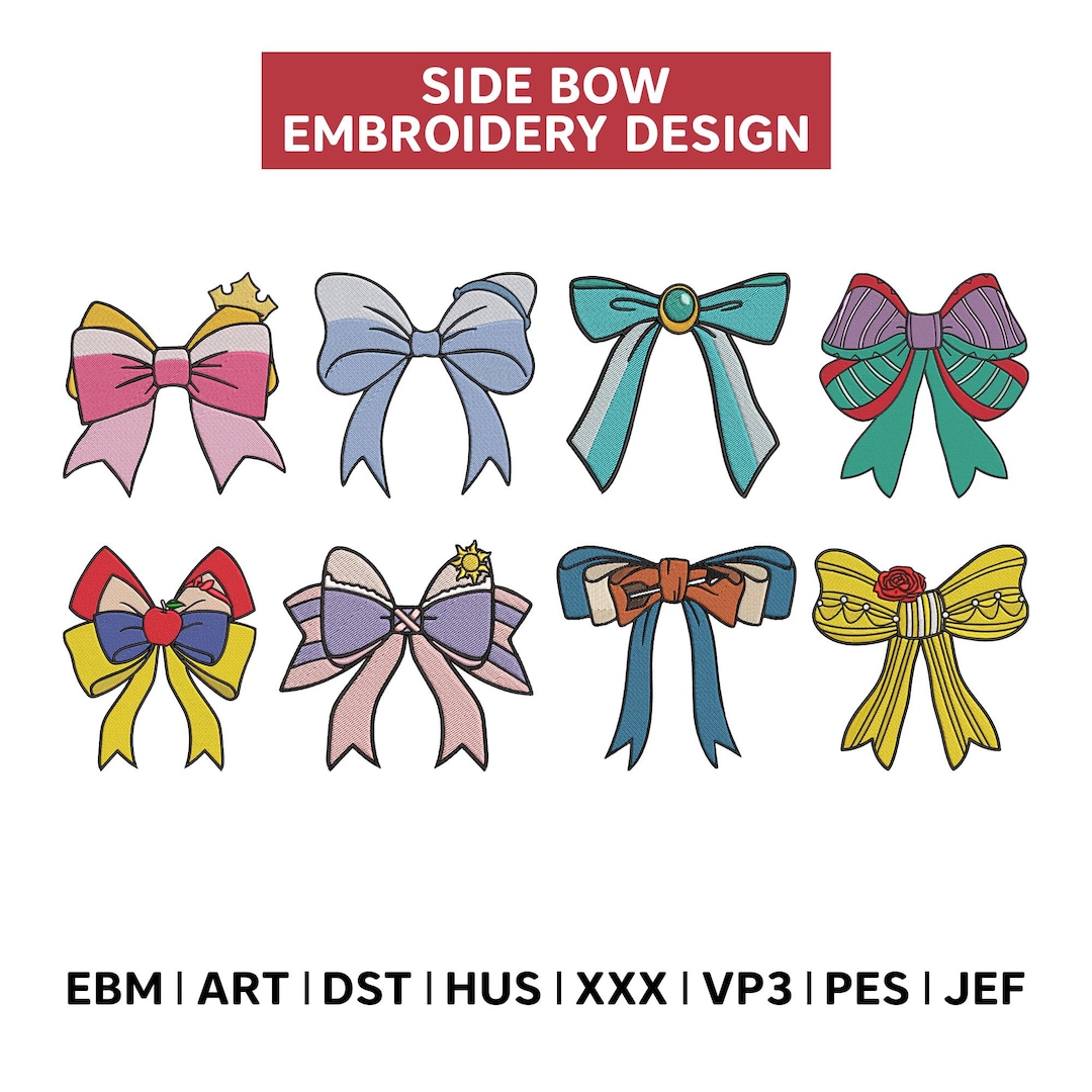 Princess Side Bow Sweatshirt Embroidery Design, Glitter Bow Christmas ...
