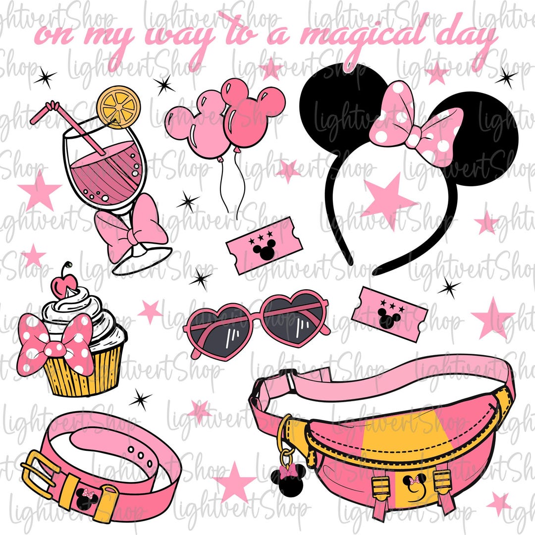 Mouse Clipart, Pink Party Design, Cute Accessories Sublimation, Fun ...