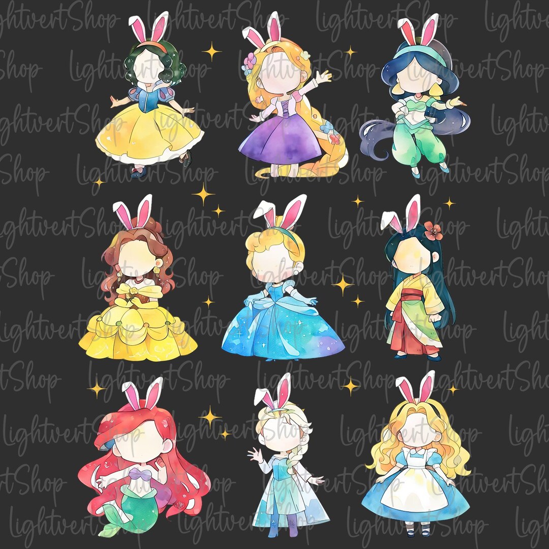 Cute Chibi Princess Easter Png, Watercolor Easter Princess Bunny ...