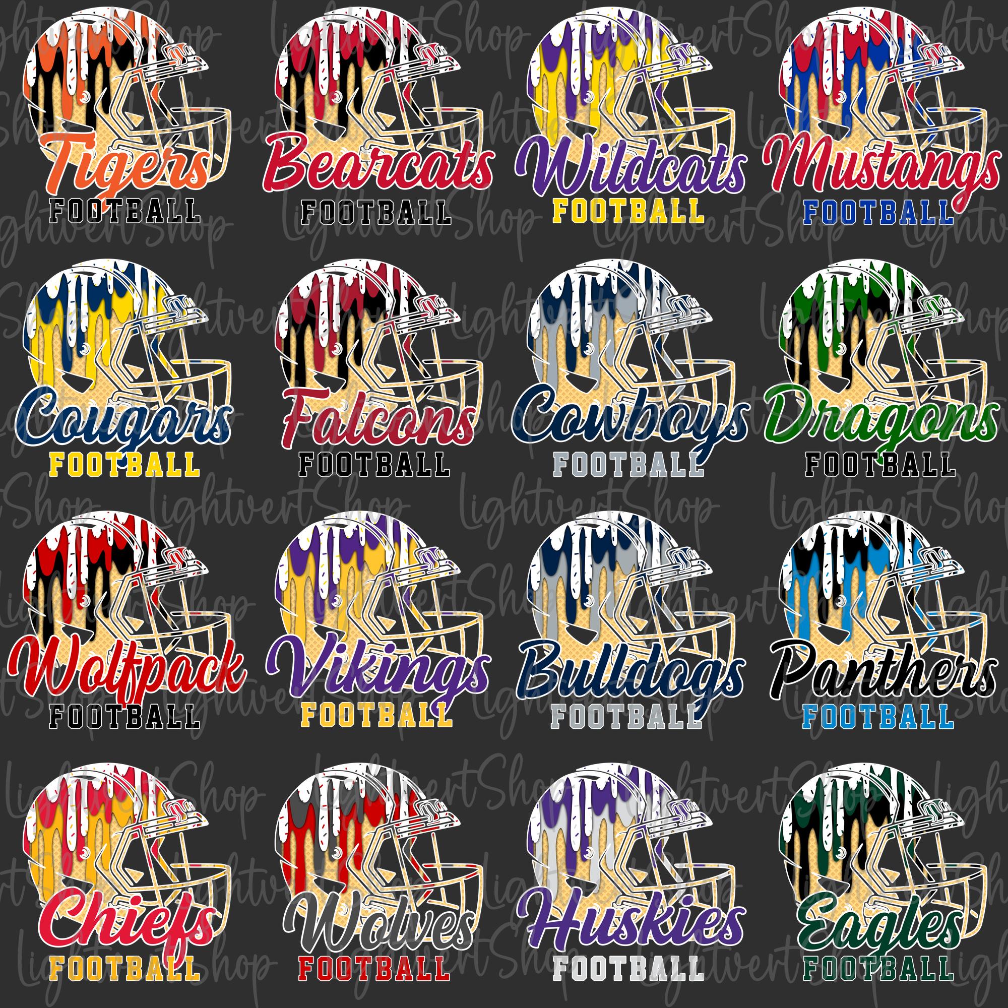 Football Helmet Dripping Png Bundle, CUSTOM Football Ice Cream Team ...