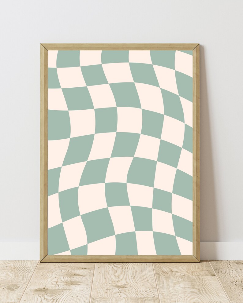 Sage Green Checker Minimalist Wall Art, Sage Green Prints, Digital ...