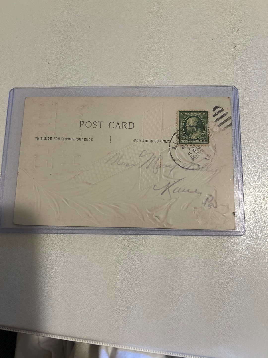 Rare Vintage 1909 Post Card With a Bright Green One Cent Benjamin ...