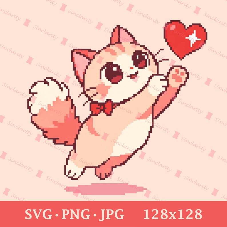 10-pack Pixel Valentine Animal Emotes SVG • PNG • JPG • 128x128 ...