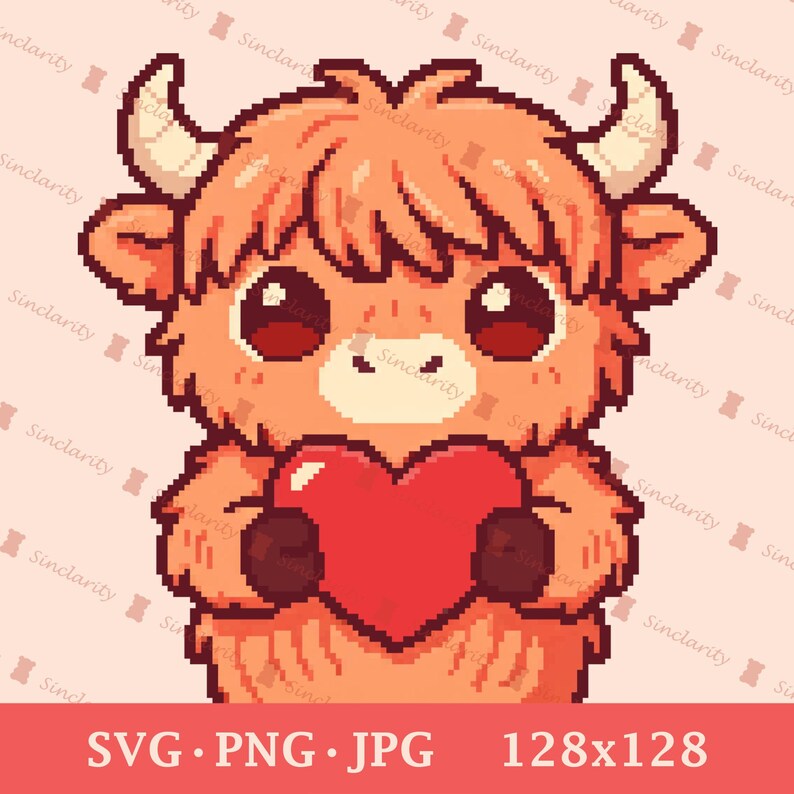 10-pack Pixel Valentine Animal Emotes SVG • PNG • JPG • 128x128 ...