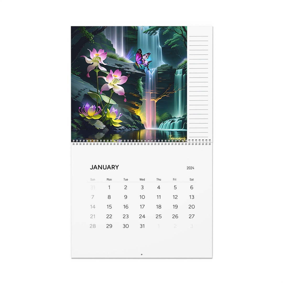 2024 Wall Calendars Glowing Waterfalls Series1 - Etsy