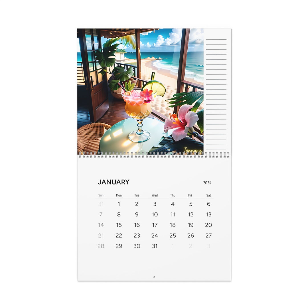 2024 Wall Calendars Ocean Views & Cocktails - Etsy