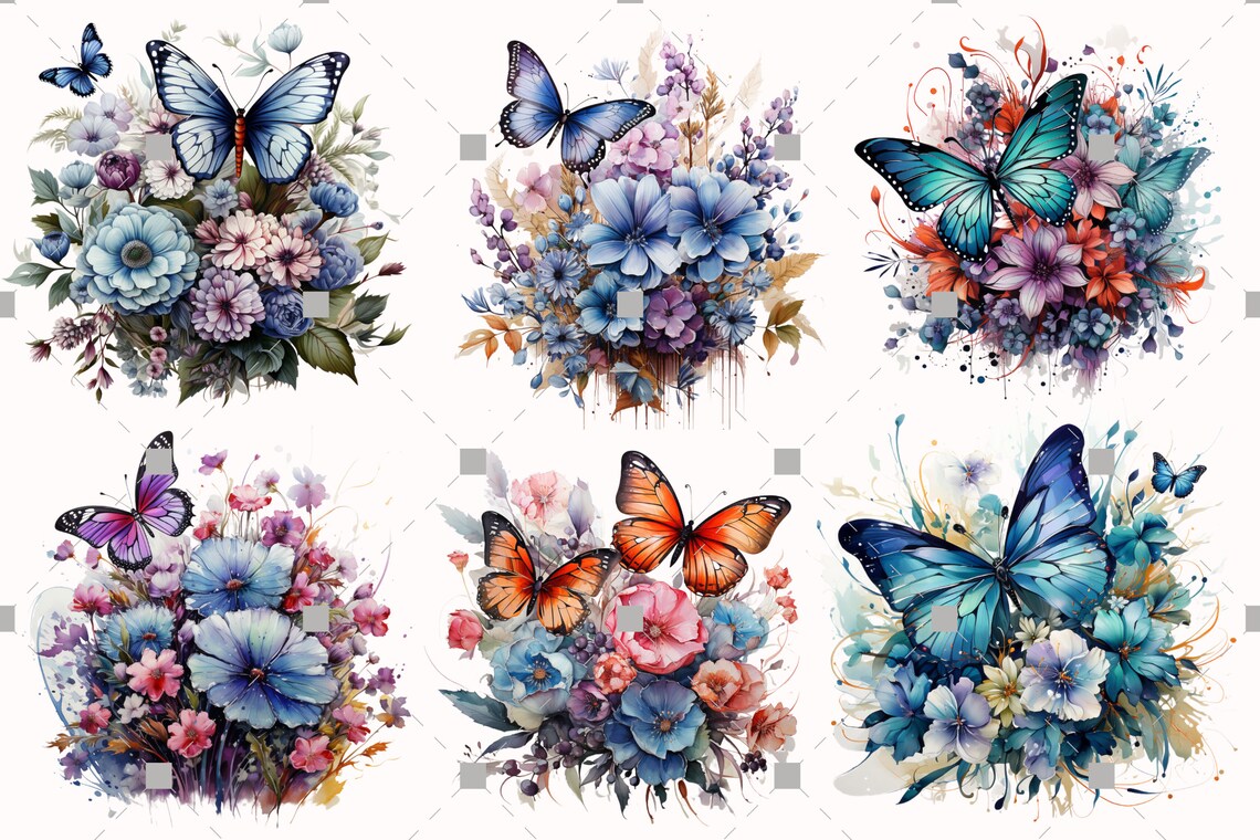 20 Watercolor Butterflies Clipart Painted Butterfly Clip Art - Etsy