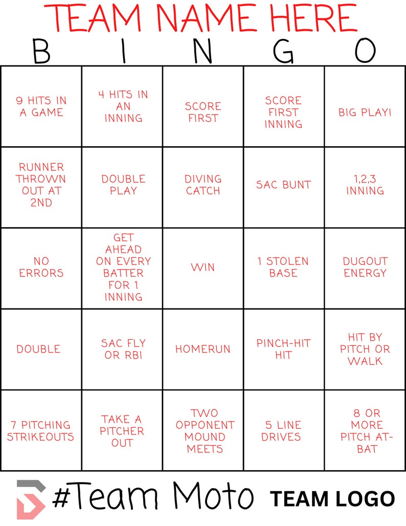 Softball/baseball Dugout BINGO - Etsy