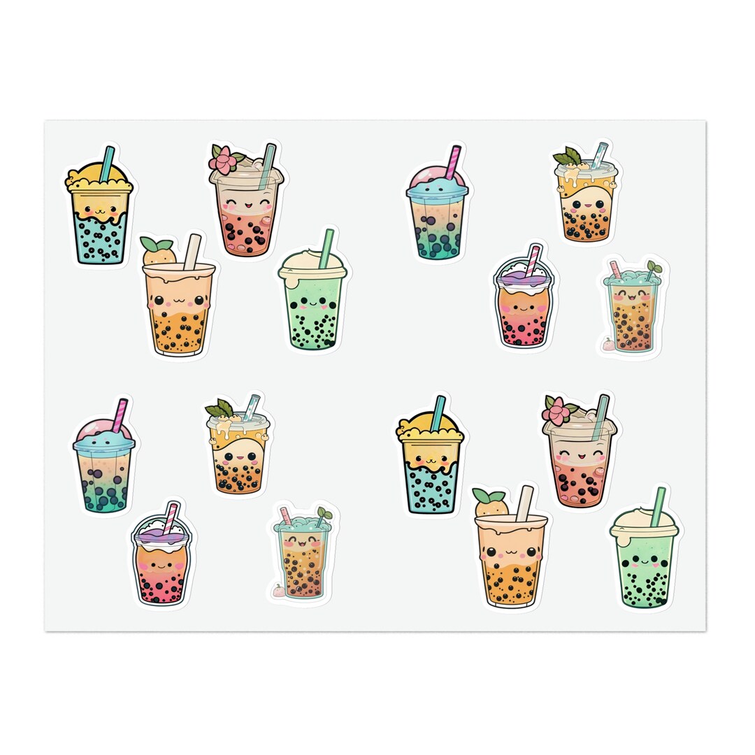 Bubble Tea Boba Sticker Collection Vinyl Sheet - Etsy
