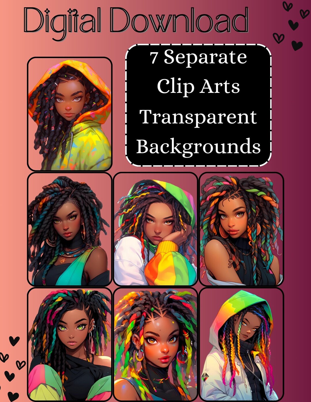 Braids Dreads Black Woman Png Fashion Girl Woman Sublimation Dtf
