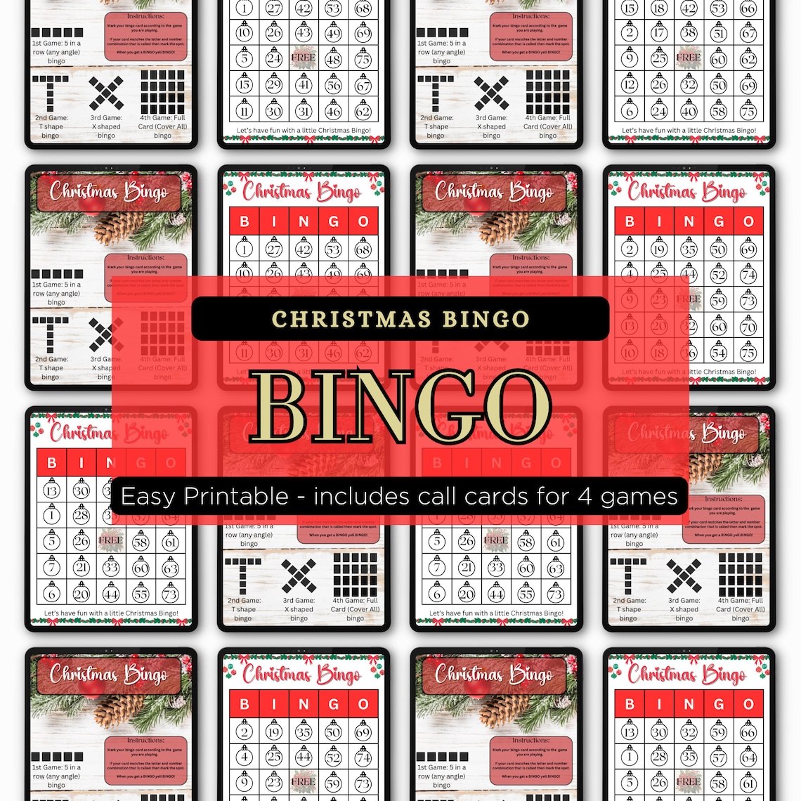 Christmas Bingo Game, Printable, Holiday Bingo Printable, Christmas ...