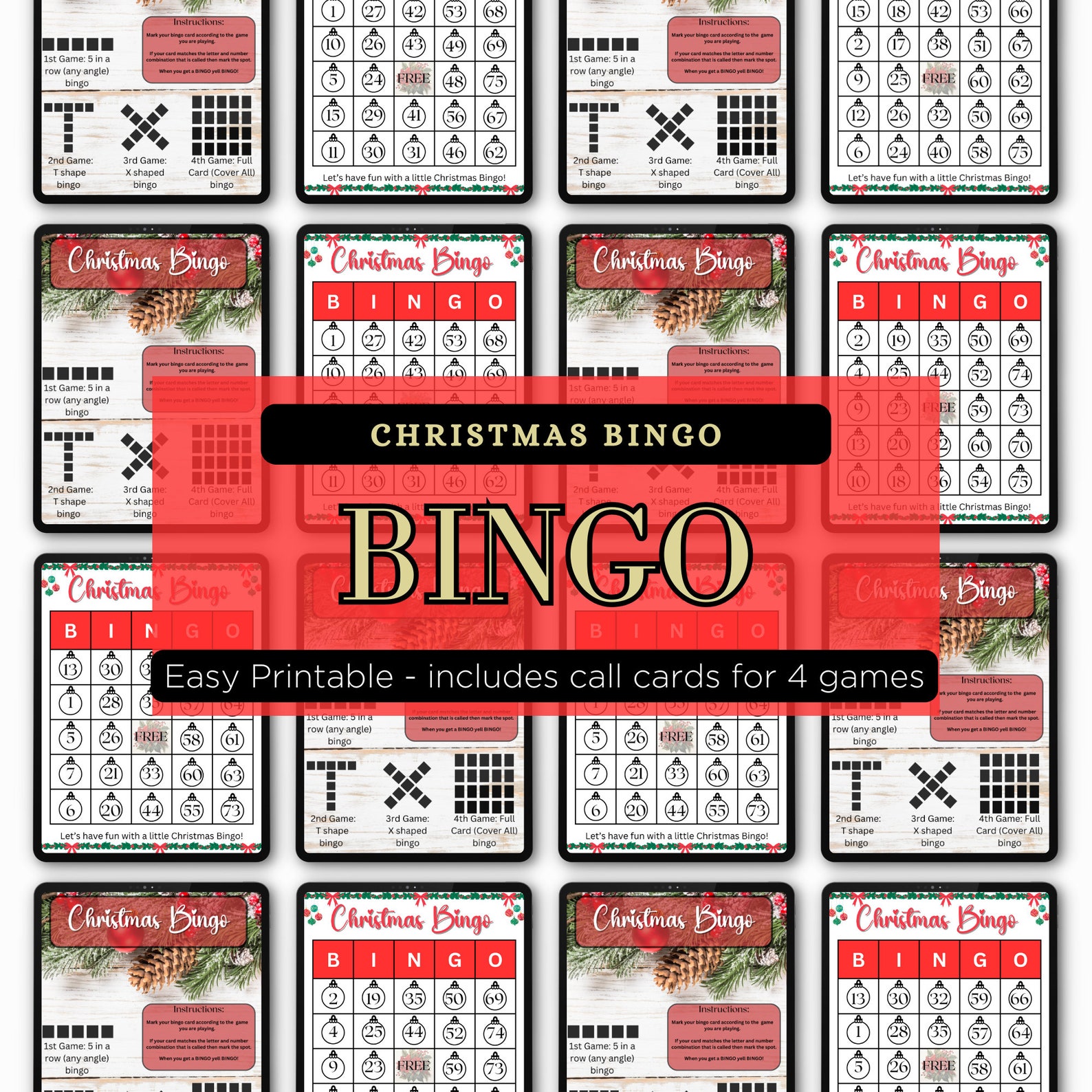 Christmas Bingo Game, Printable, Holiday Bingo Printable, Christmas ...