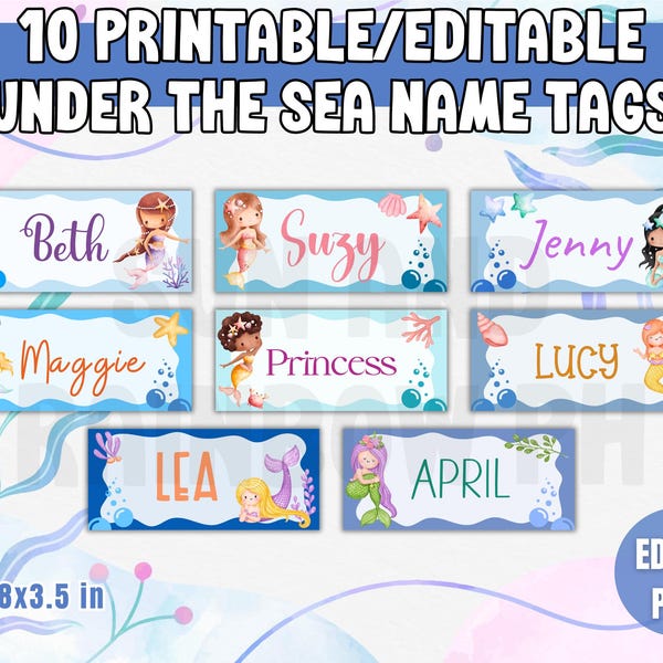 Sea Creature Name Tags - Etsy