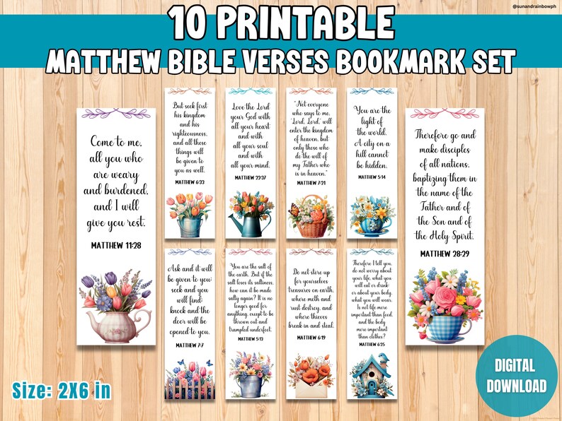 Matthew Bible Verses Bookmark Set Matthew's Gospel: Words of Wisdom and ...