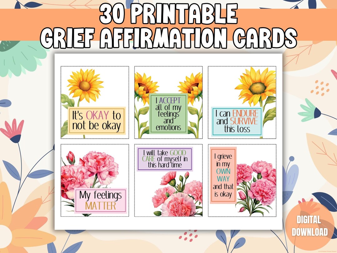 Grief Affirmations to Help You Deal With Loss, Grief Motivational Cards ...