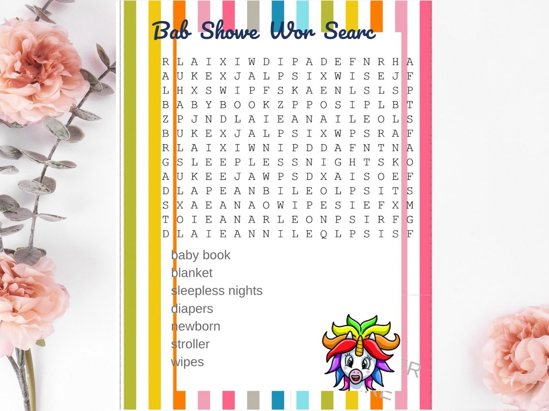 14 Unicorn Printable Baby Shower Games Including Printable Baby Shower ...