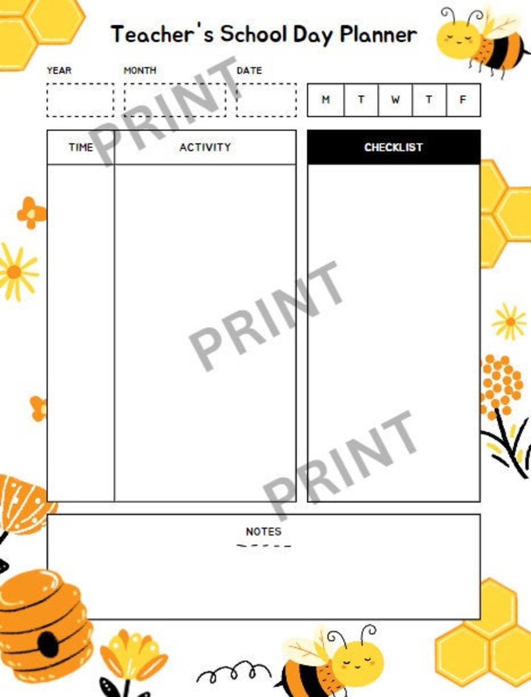 Bee Hive Themed Teacher's Planner: Organize and Buzz Through the School ...