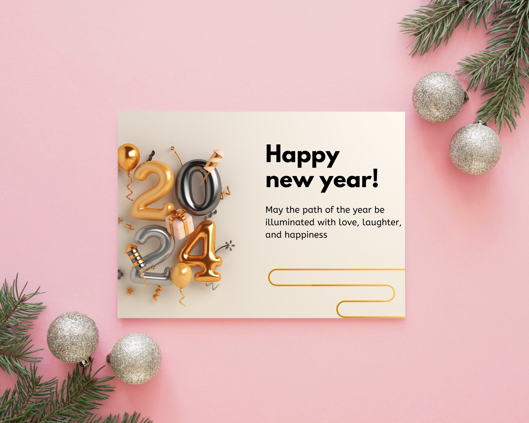 New Year Cards, Happy New Year, 2024 Greeting Card, New Year, Card ...