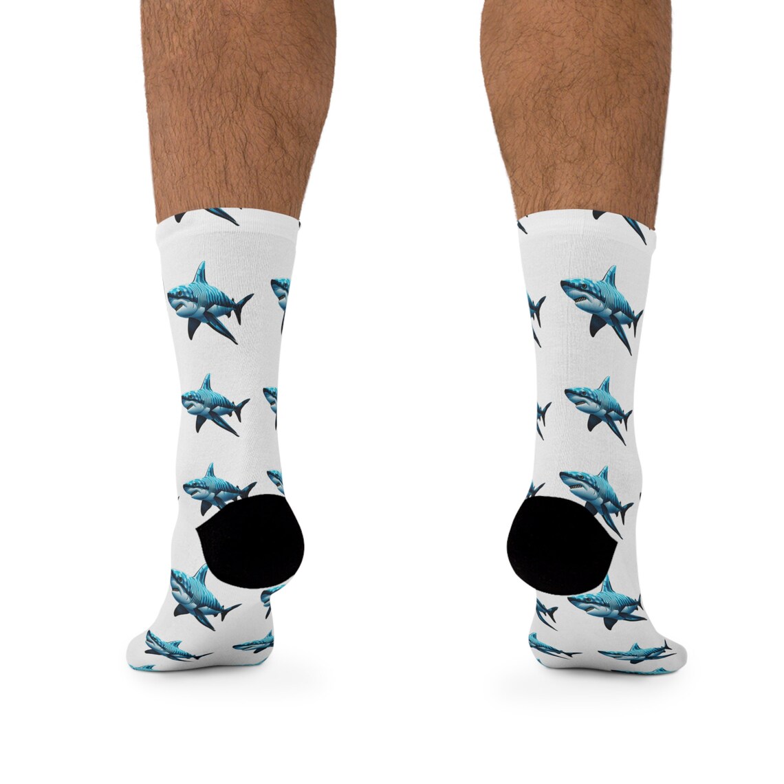 Ocean Blue Bliss: Recycled Poly Socks With Playful Sharks - Etsy