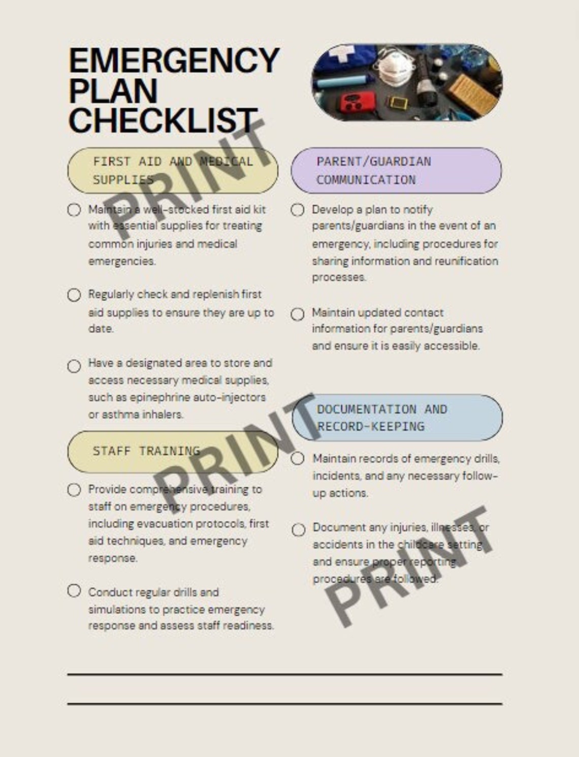 Emergency Plan Checklist for Childcare Providers - Ensuring Safety and ...