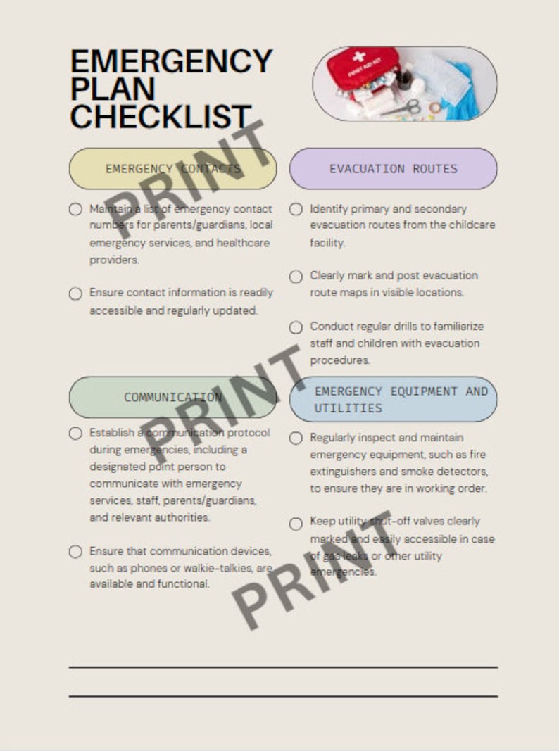 Emergency Plan Checklist for Childcare Providers - Ensuring Safety and ...