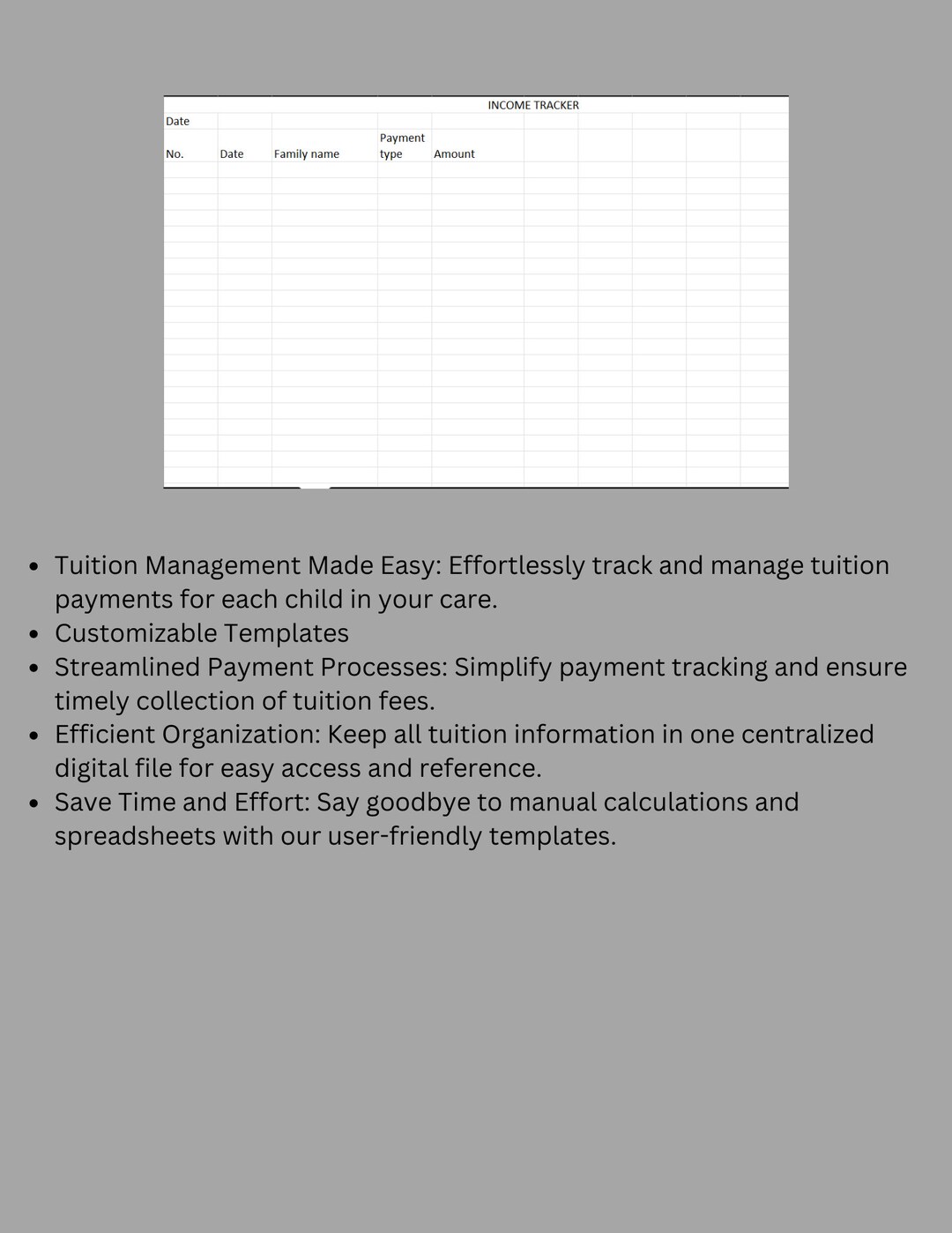 Efficient Tuition Tracker Digital Download for Childcare Providers ...