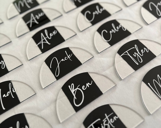 Painted Acrylic Name Plates, Personalized Circle Wedding Place Cards ...