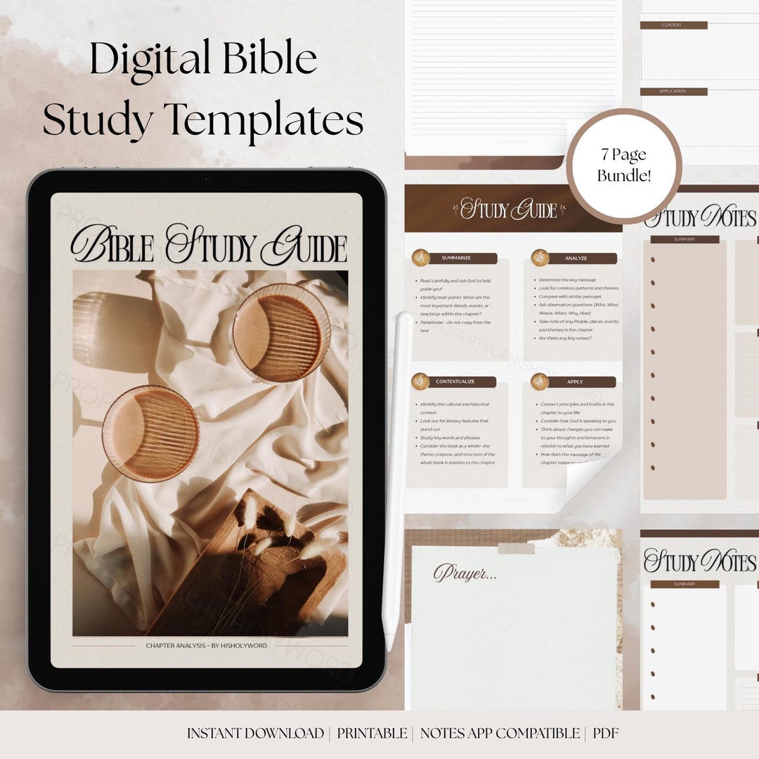 Bible Study Template- Chapter Analysis Method, Digital Bible Study ...