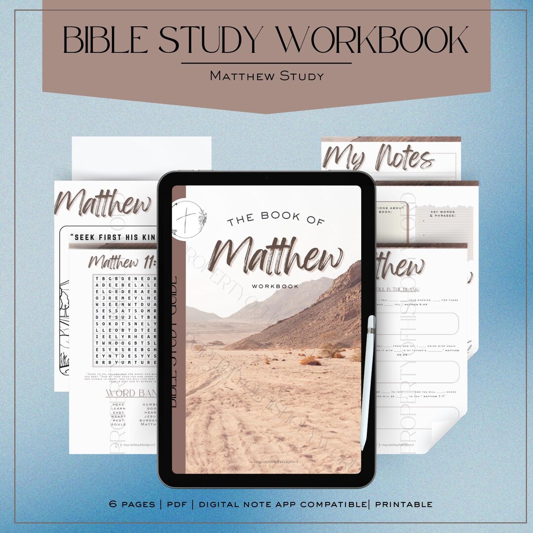Bible Study Guide Template- Matthew Workbook, Digital Download ...