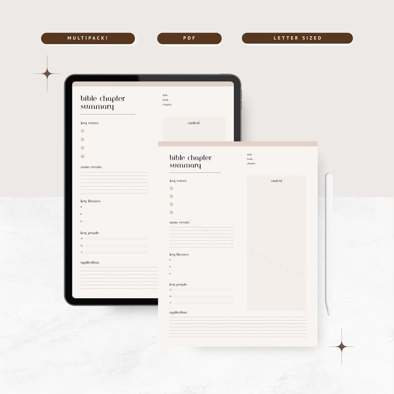 Bible Study Template- Chapter Analysis Method, Digital Bible Study ...